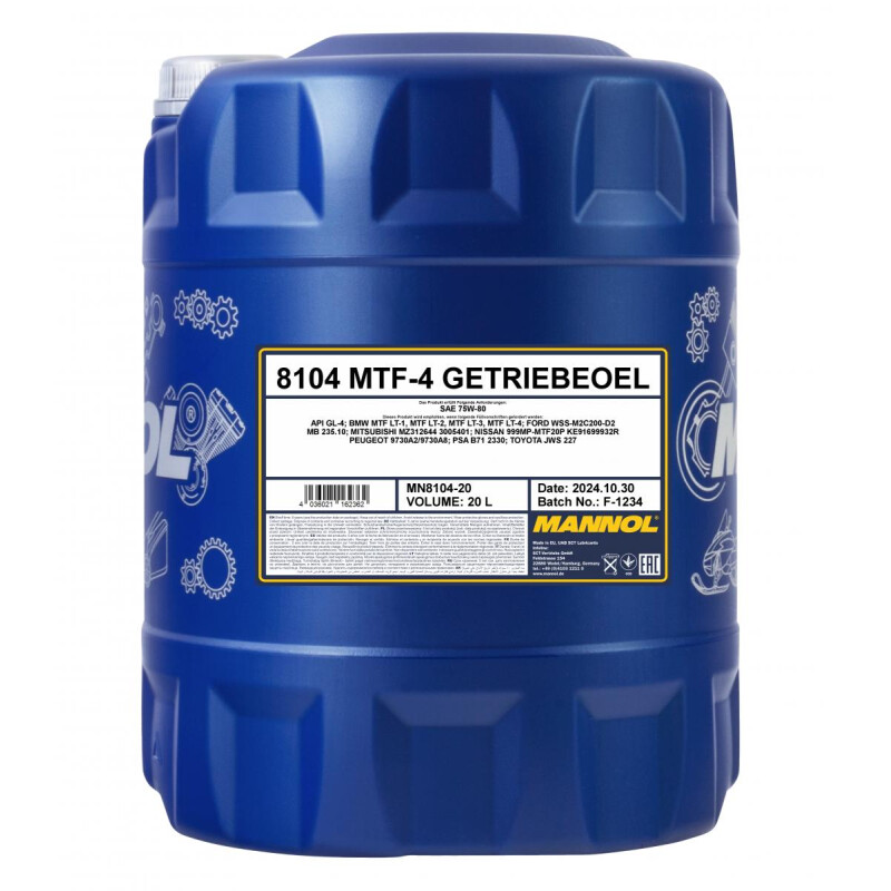 MANNOL MTF-4 Getriebeoel 75W-80 GL-4 20 Liter - LKW Ersatzteile beim ...