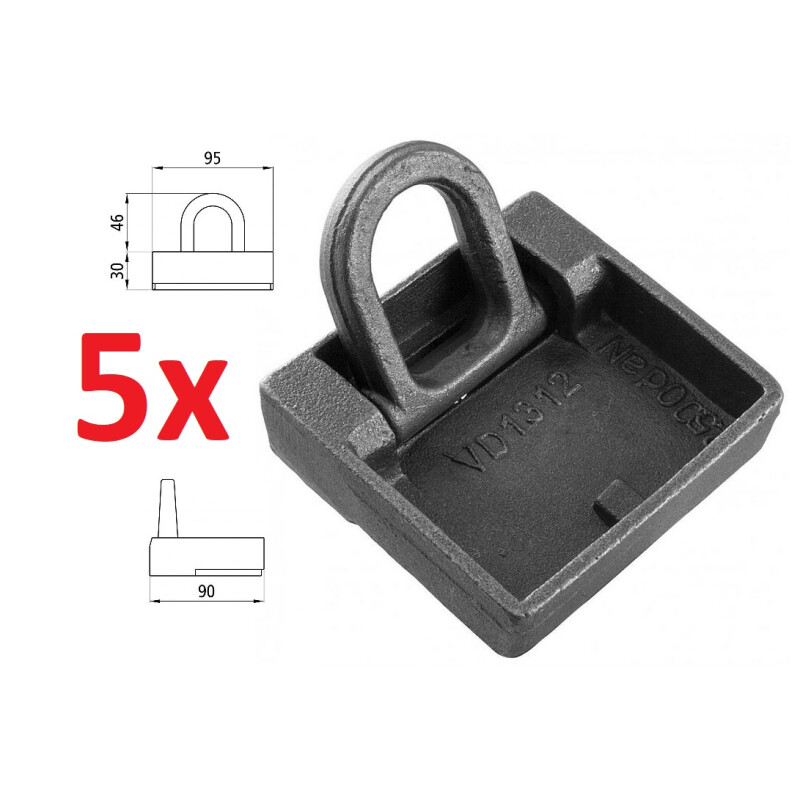 5x Zurrmulde mit Ring zum Einschweißen Zugkraft 2500 BxHxT 95x30x90 DIN 75410 - LKW Ersatzteile ...