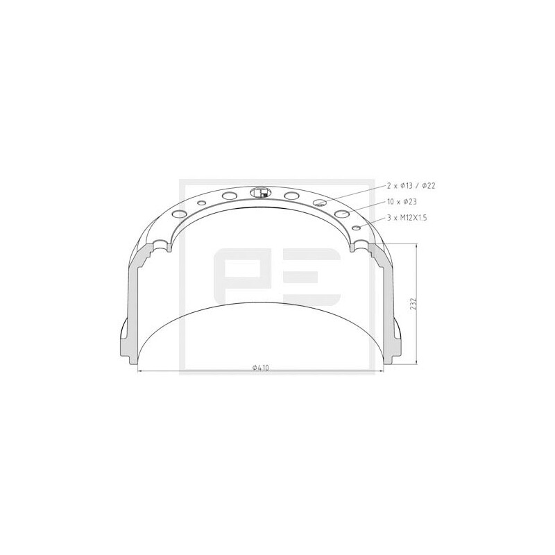 81501100232 Bremstrommel Bremsengröße 410 x 180 passend für MAN| LKW ...